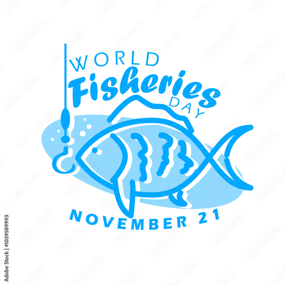 World Fisheries Day to celebrate on November 21st. Illustration of a ...