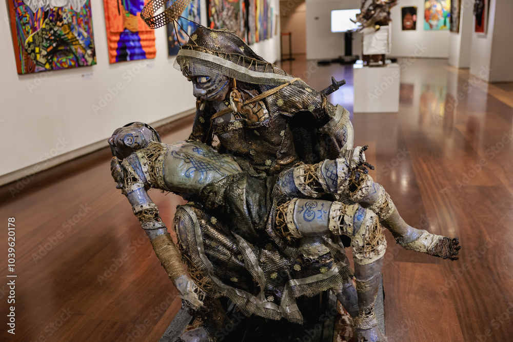 Luanda, Angola - May 17, 2024: A striking sculpture in the Museum of ...