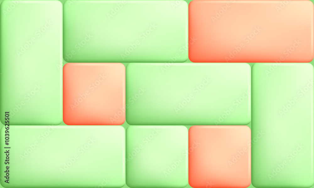 Mosaic green red plastic blocks with folded into a regular structure is ...