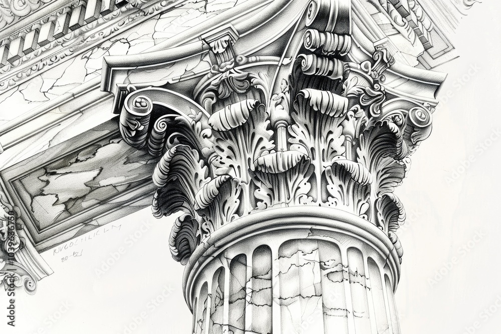 Photo & Art Print architectural drawing detail column architectural ...