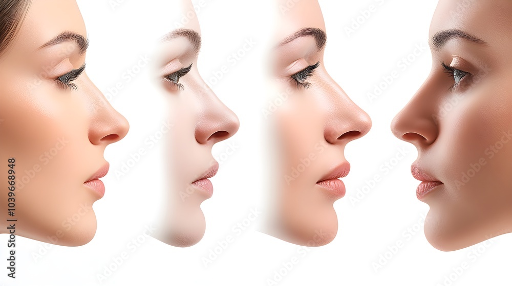 Side-by-side nose transformations in an infographic, illustrating the ...