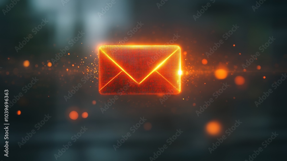 Email icon on dark background, a visual representation of digital ...