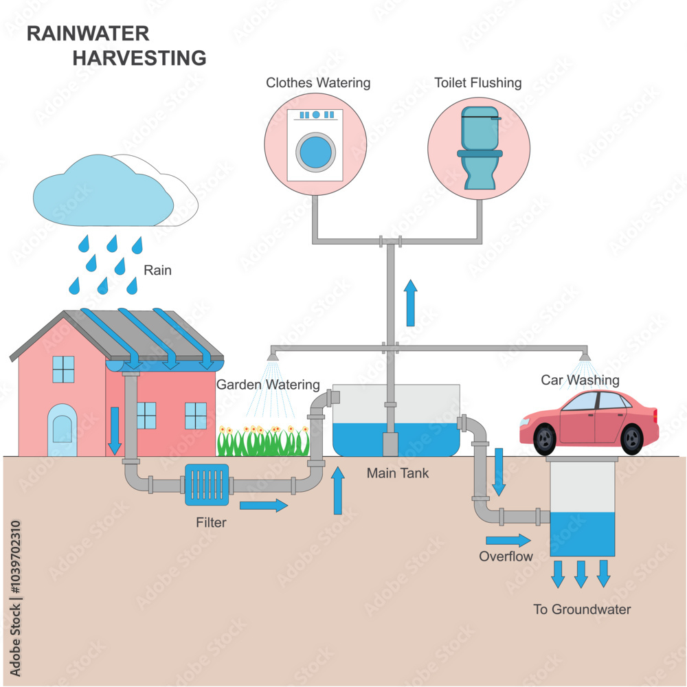 Poster Rainwater harvesting is the process of collecting and storing ...