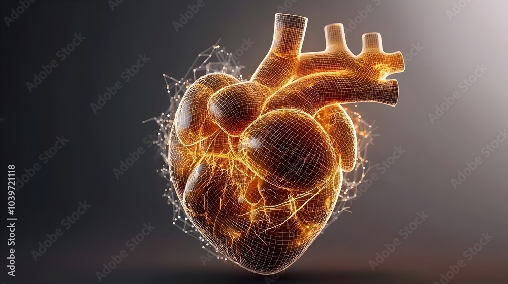 Glowing mesh diagram visualization depicting the intricate ...