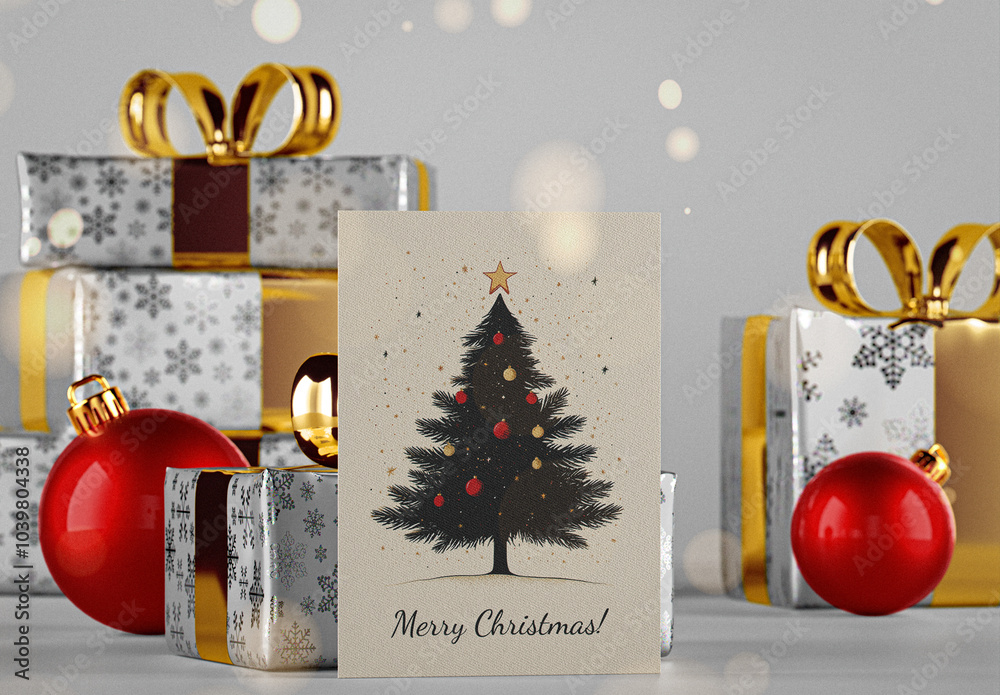 Christmas Gift Note Mockup Stock Template | Adobe Stock