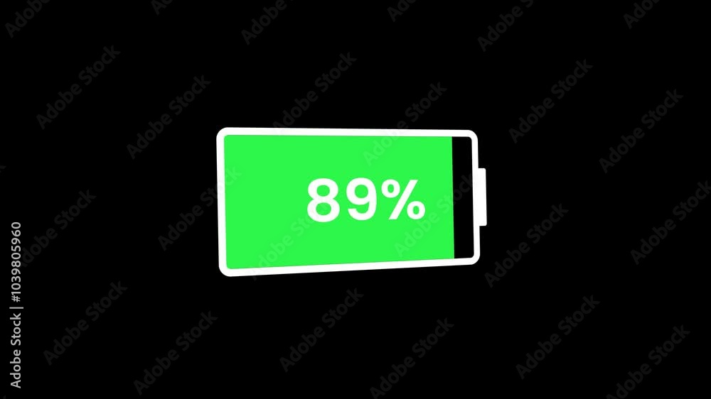 Battery charging concept animation. 0 to 100% charging cycle animation ...