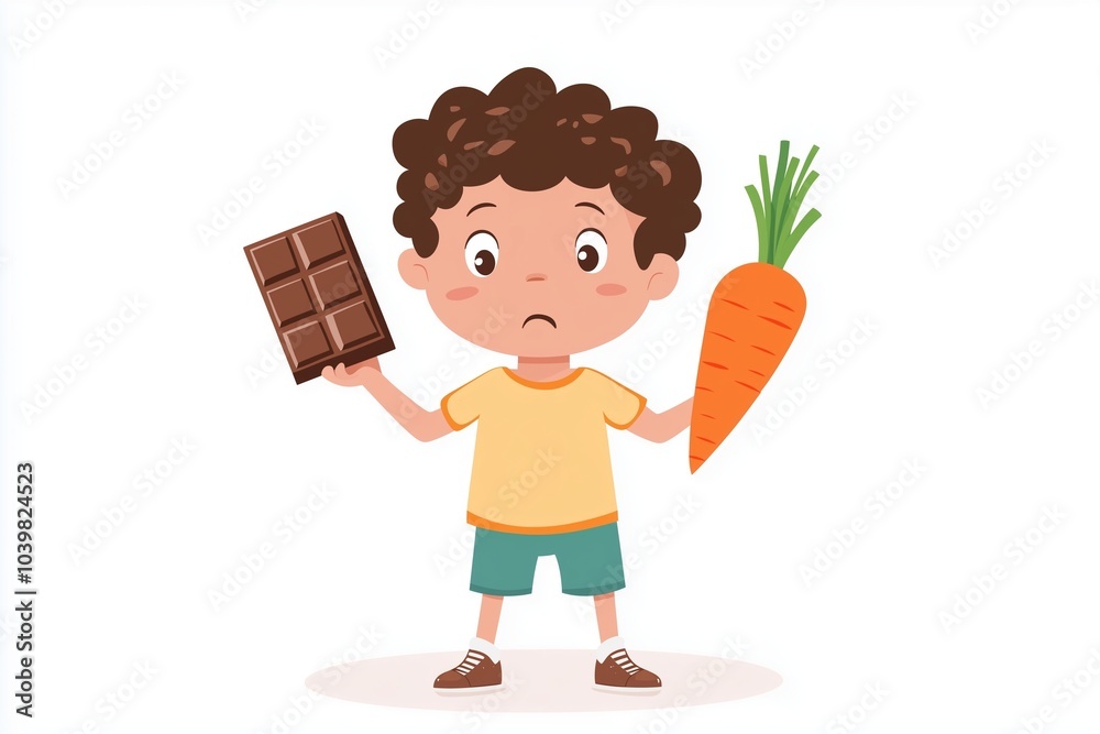 An illustration depicting the challenge of making healthy food choices ...