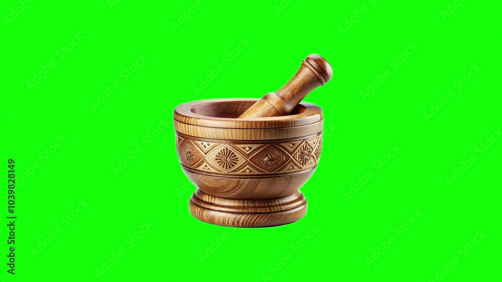 mortar and pestle green screen animation motion graphic with chroma key ...