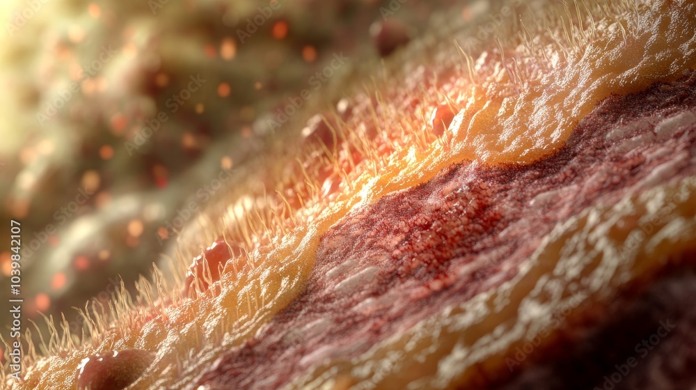 2410 52.Detailed 3D illustration of the skin's anatomy, including the ...
