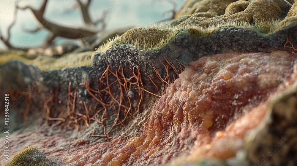2410 50.3D illustration of skin layers, showing the epidermis, dermis ...