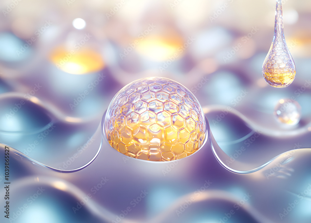 Cosmetic serum Oil drop on skin cell, Skin Repair, moisturizer ...