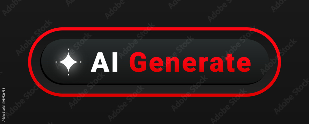 AI generate black button icon. Artificial intelligence symbol red frame ...