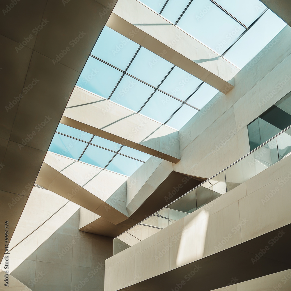 A modern building's design, with a focus on its skylight. The image is ...