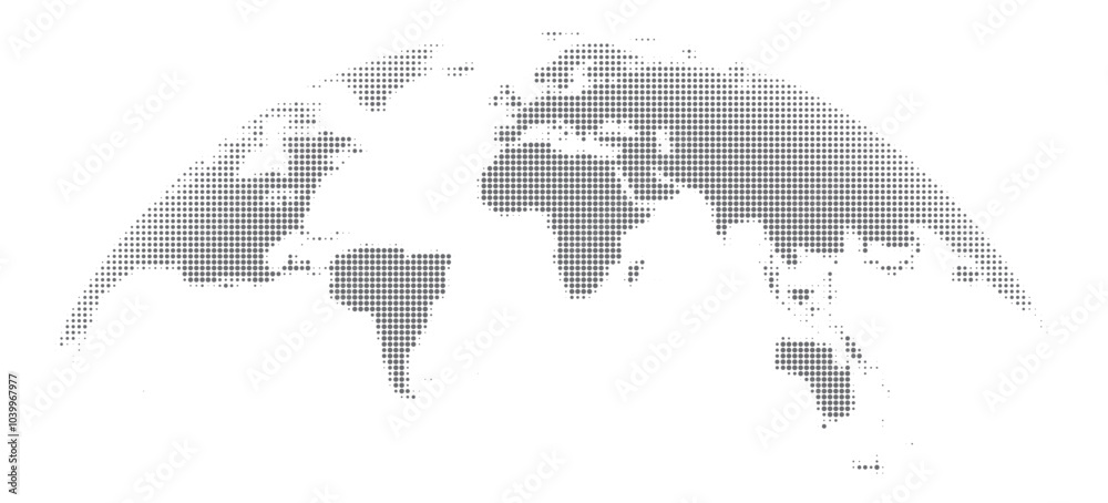 Rounded globe with world map continents. Isolated world map with half ...