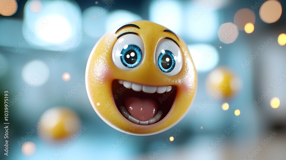 Vibrant and glossy emoji icons bright abstract symbols and dynamic ...