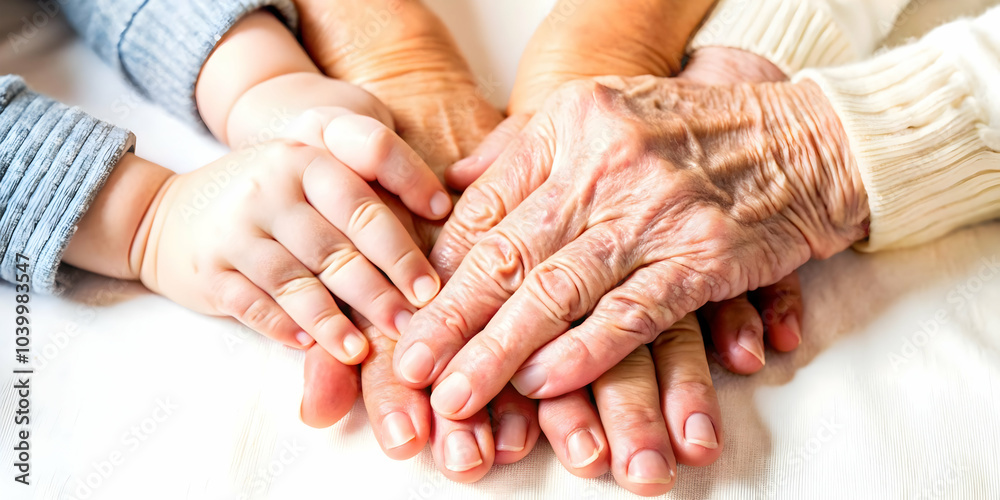 Macro Close Up Image of Three Generations Hands Clasped Together ...