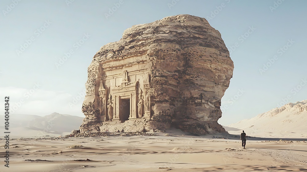 Majestic desert temple carved from a giant rock a glimpse into ancient ...