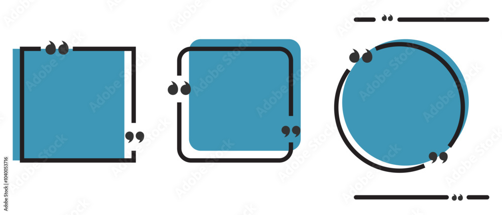 Quote box frame set. Blank quote boxes for text. Quotation bubble frame ...