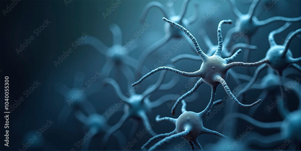 Connected and impulse sending neurons or nerve cells inside organic ...
