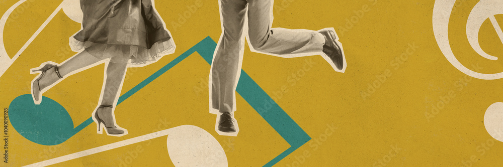 Retro dance fun with vintage flair. Cropped image of male and female ...