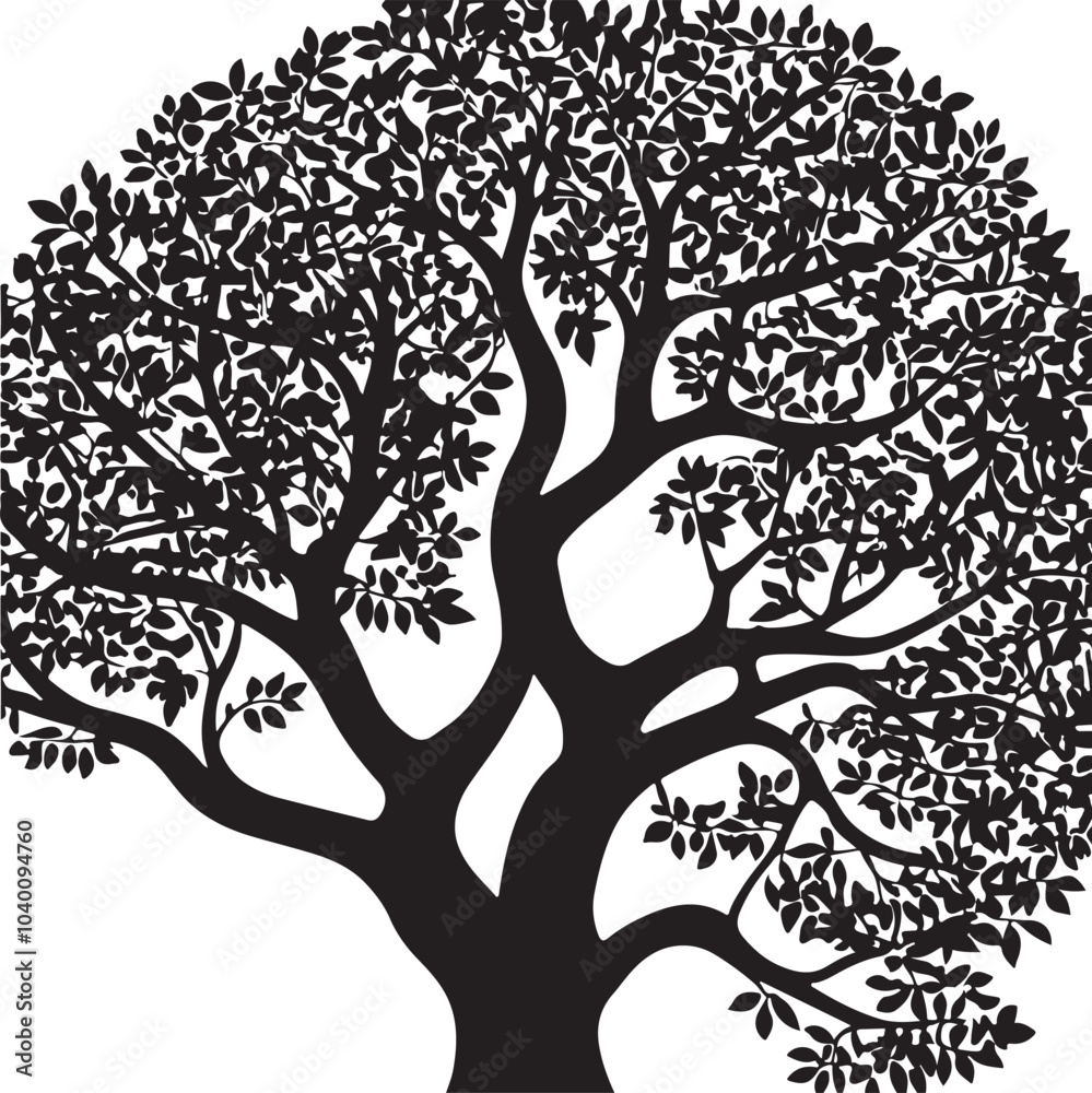 vector image with theme Banyan Tree.vector tree silhouette design white ...