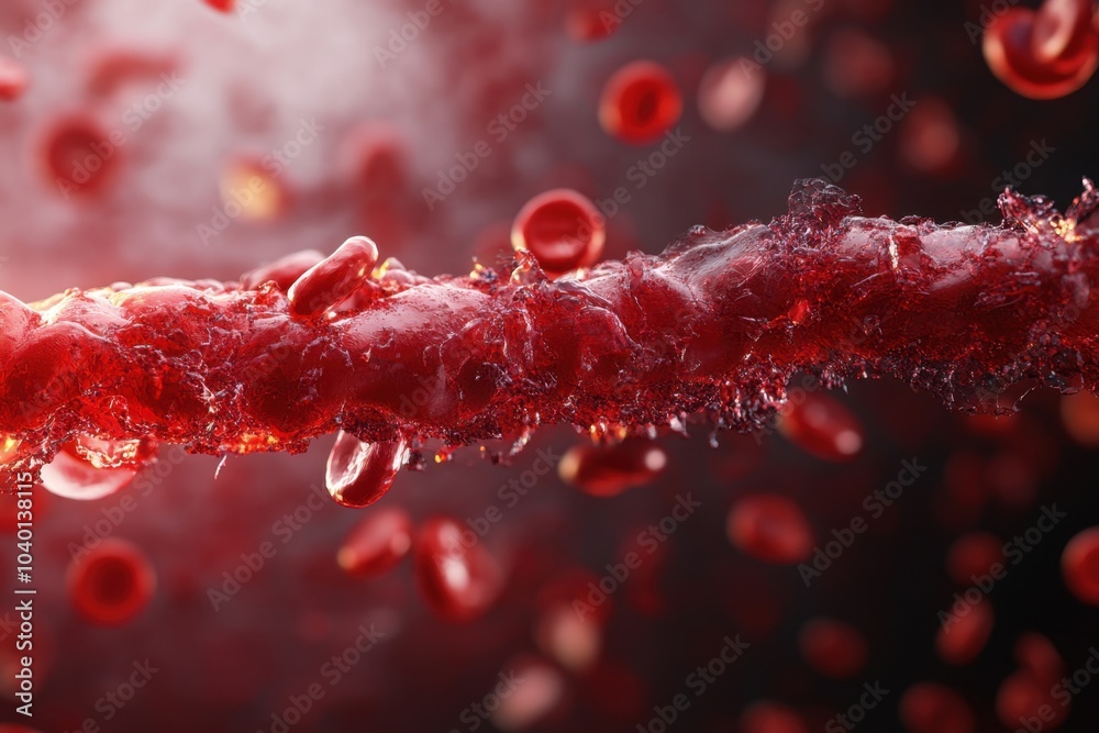 A detailed image of a blood clot, highlighting the natural process of ...