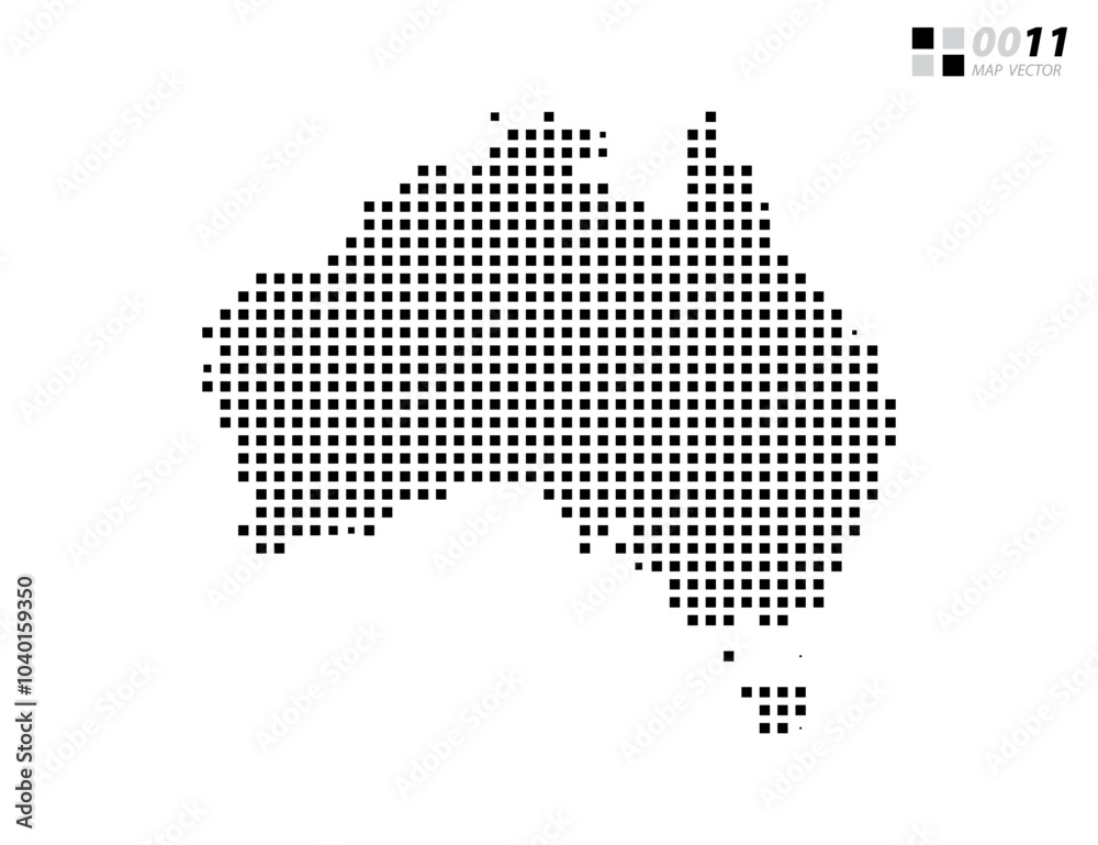 Vector abstract pixel black of Australia map. Organized in layers for ...