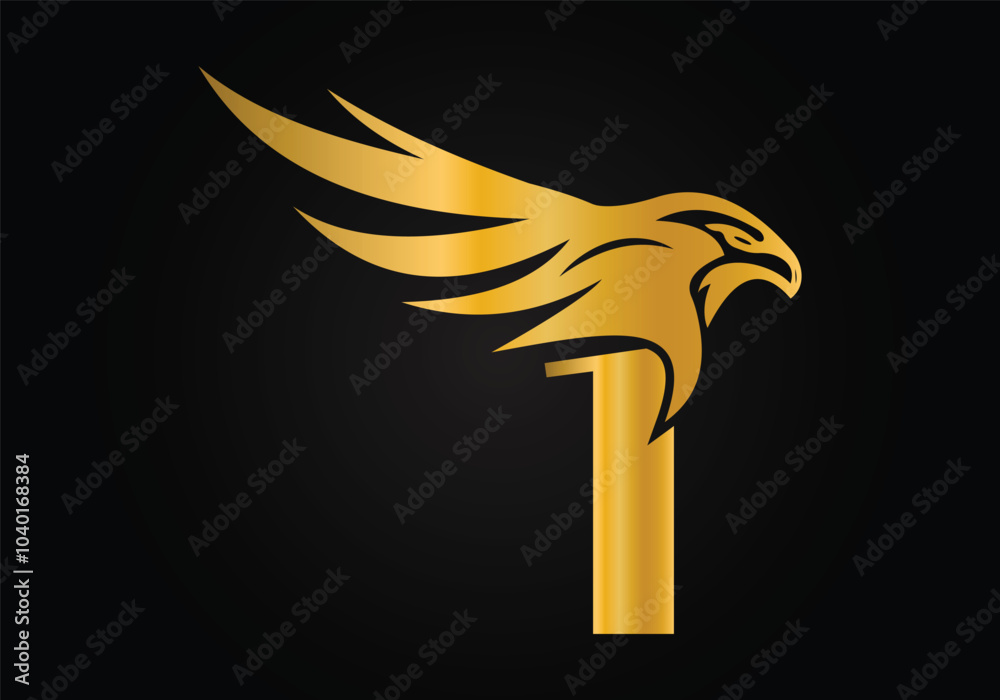 Initial 1 monogram letter alphabet with Eagle head symbol. Letter With ...