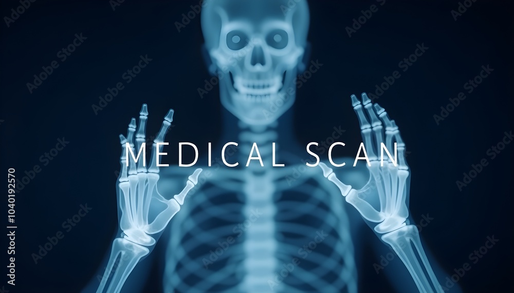 X-ray image of a human skeleton, highlighting bones and joints in ...