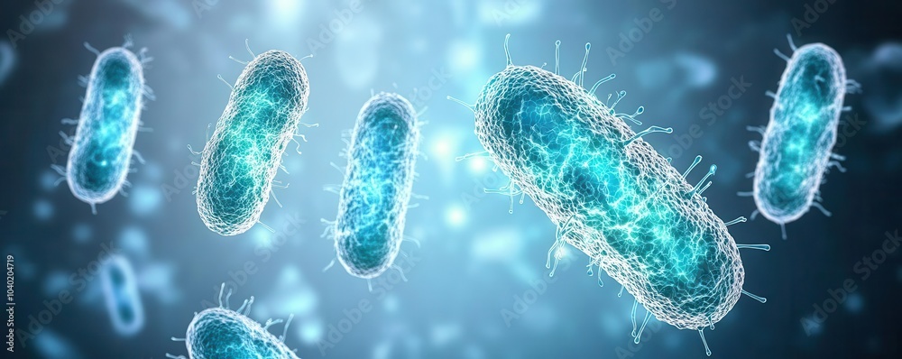 Bacterial cell wall structure under microscope, vibrant colors ...