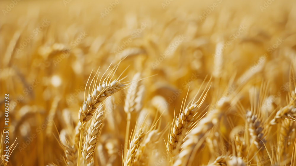 Closeup of wheat. Wheat field Background with ripening ears of wheat ...