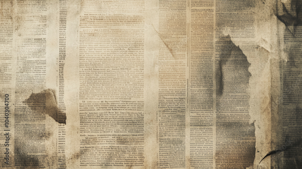 Antique newspaper texture with grunge details, faded and weathered with ...