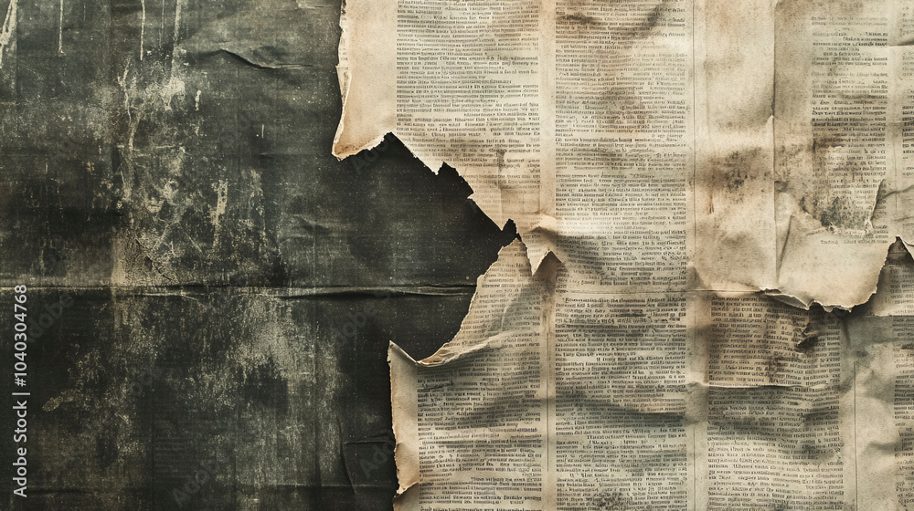 Antique newspaper texture with grunge details, faded and weathered with ...