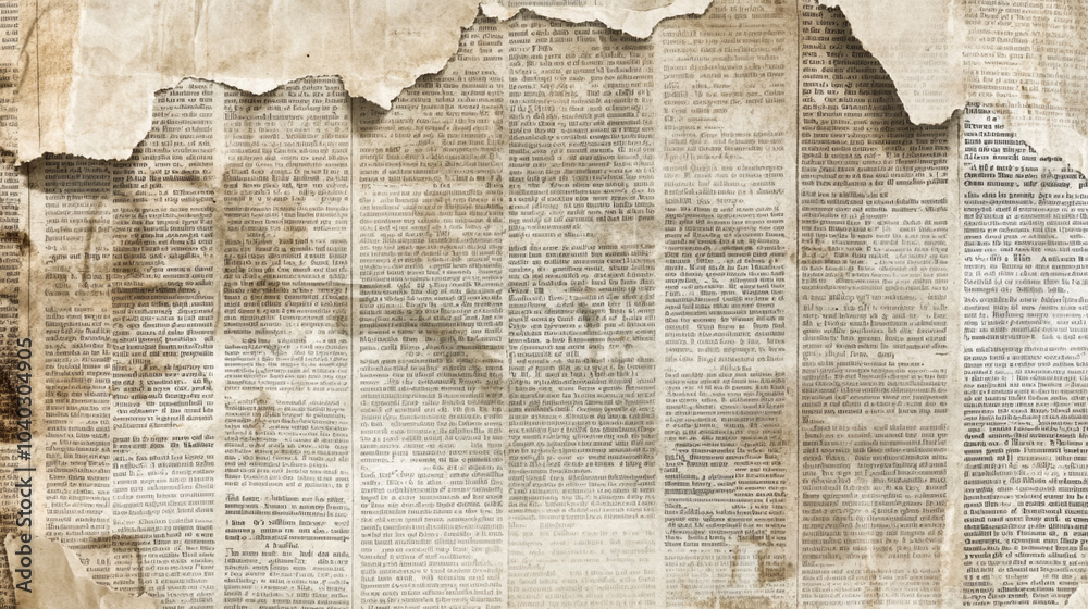 Antique newspaper texture with grunge details, faded and weathered with ...
