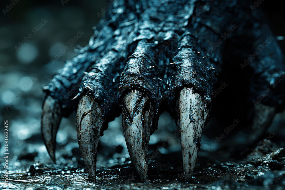 Extreme close up of creatures claws, showcasing sharp, glistening ...