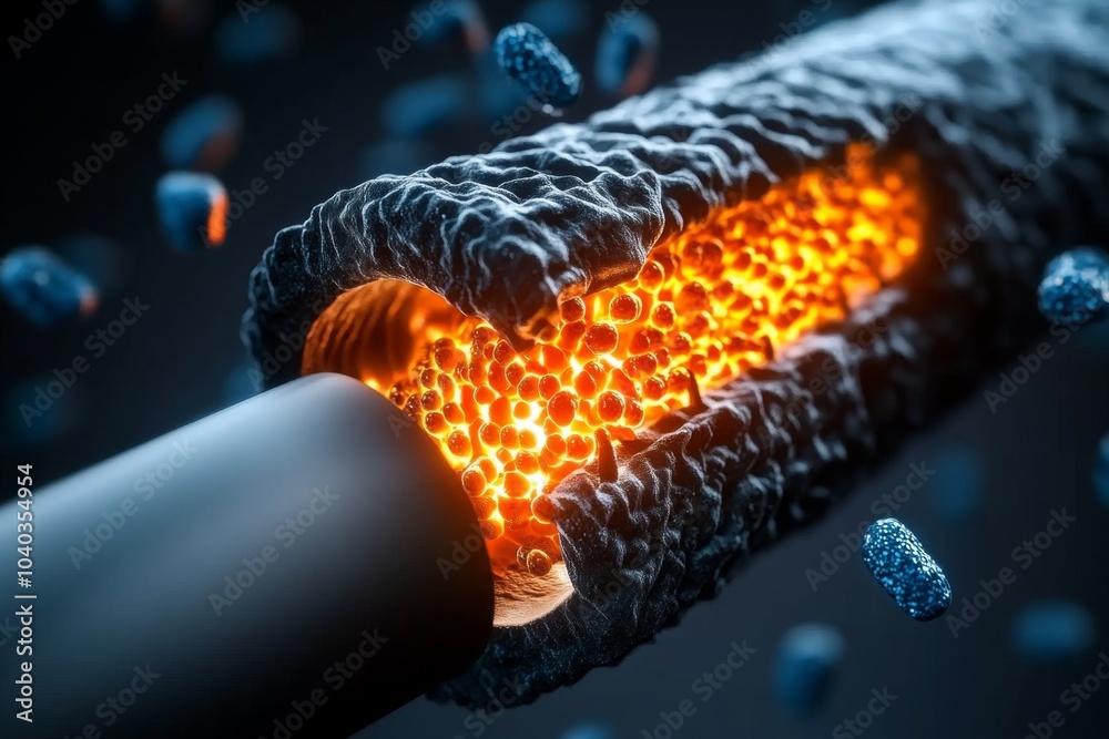 Human cell membrane under a microscope, with ion channels open and ...