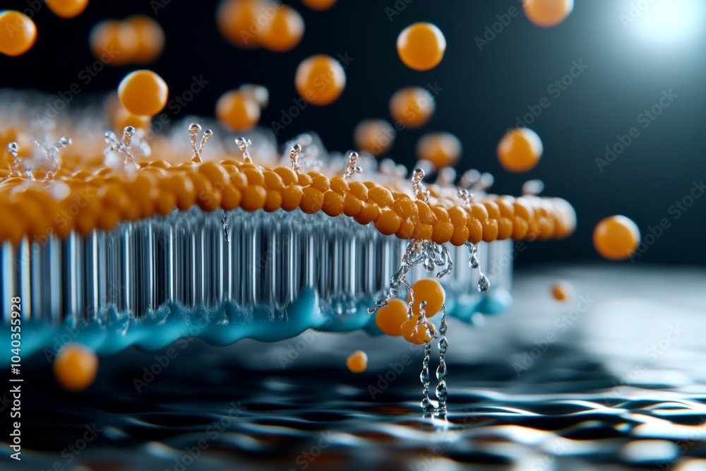 Hyper-realistic close-up of an ion channel embedded in a human cell ...