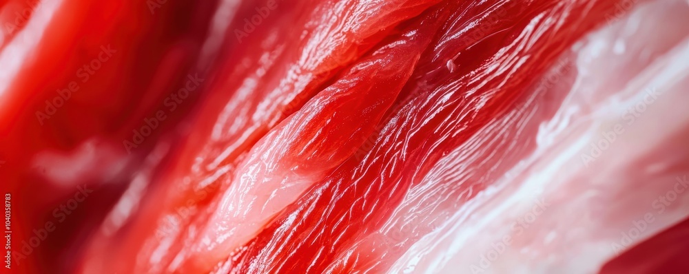 Close-up of muscle tissue fibers under a microscope, showing the ...