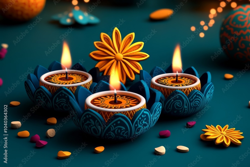 Vintage Deepavali poster, with traditional designs, old-fashioned fonts ...