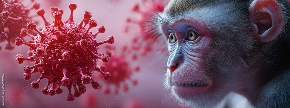 Sick monkey and orthopoxvirus MPOX cells. Transmission monkeypox virus ...