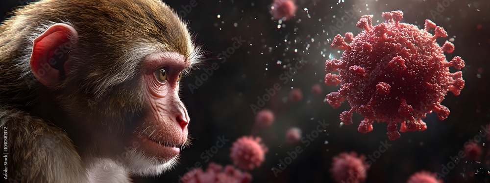 Sick monkey and orthopoxvirus MPOX cells. Transmission monkeypox virus ...