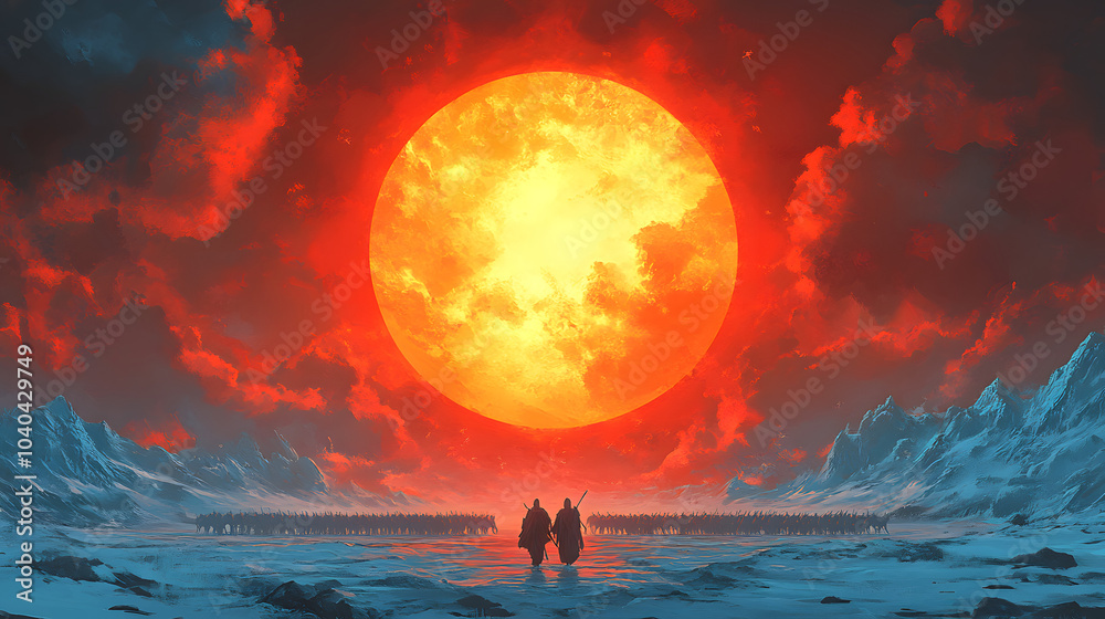 Illustration of Epic Fantasy Book Cover Art with a Striking Sky View of ...