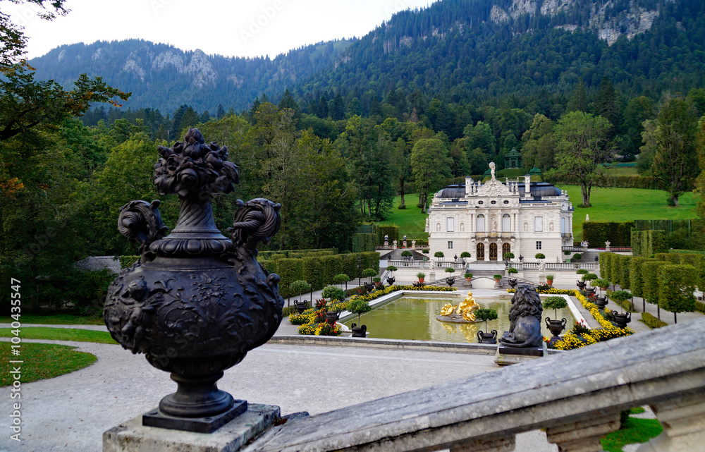 breathtaking Rococo castle Linderhof built by the Bavarian king Ludwig ...