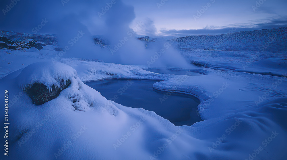 Winter Wilderness: Untouched Snow Patterns and Geothermal Hot Springs ...