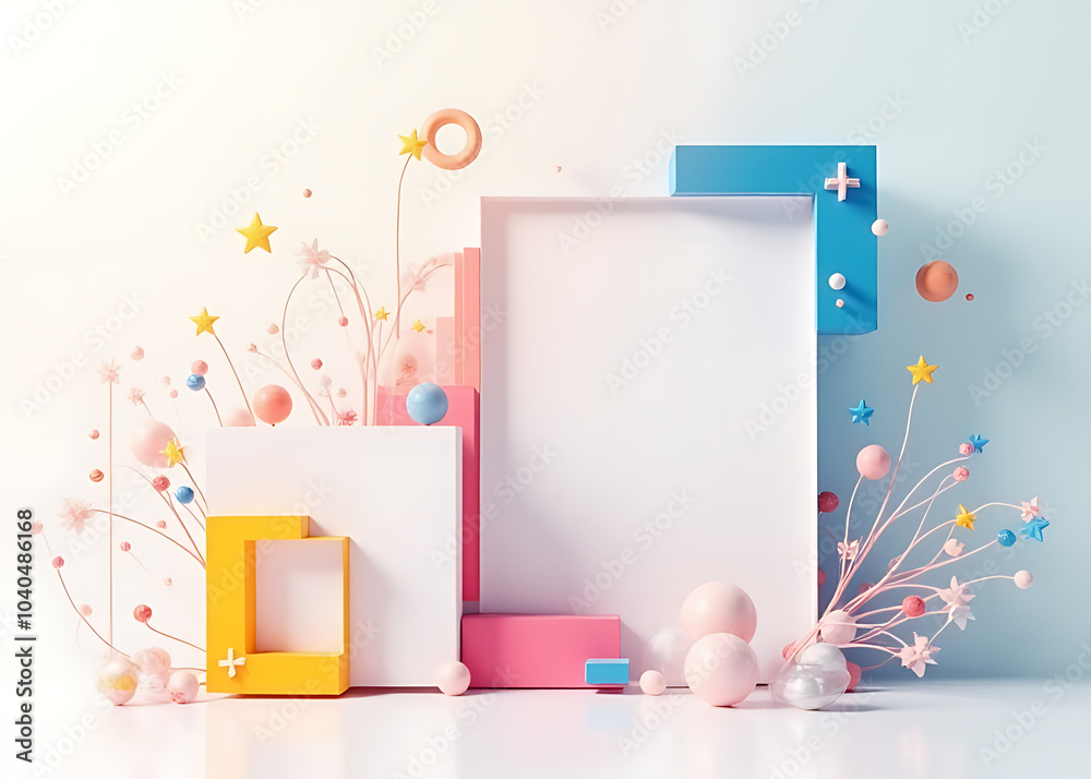 ract geometric shapes with colorful icons rotate around frames in a ...