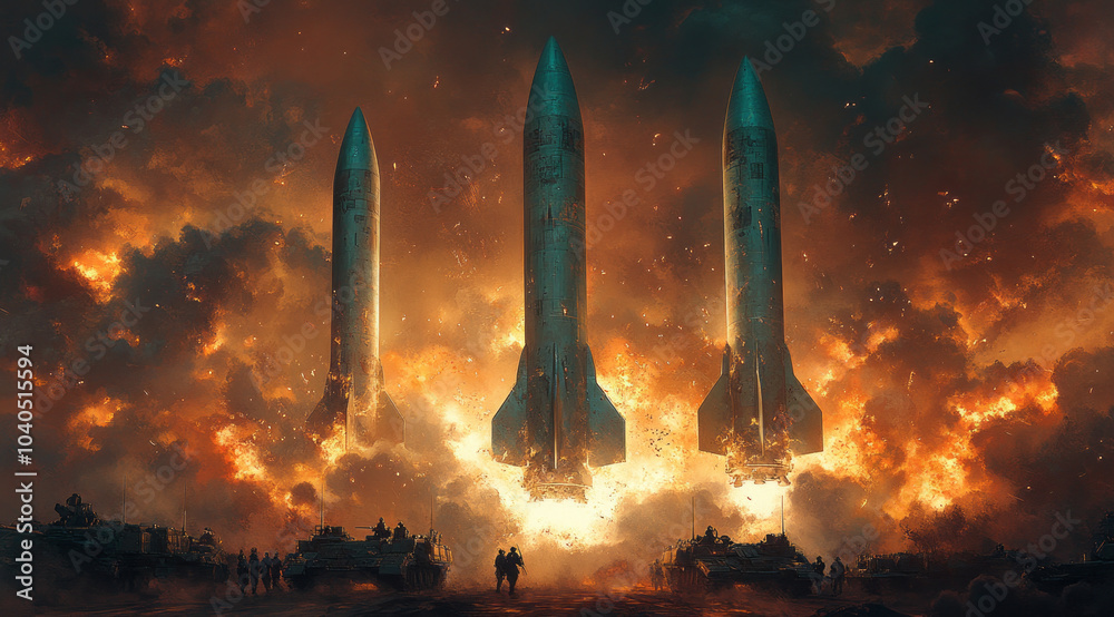 missile parade, with the new missiles, three long, vertically-stacked ...