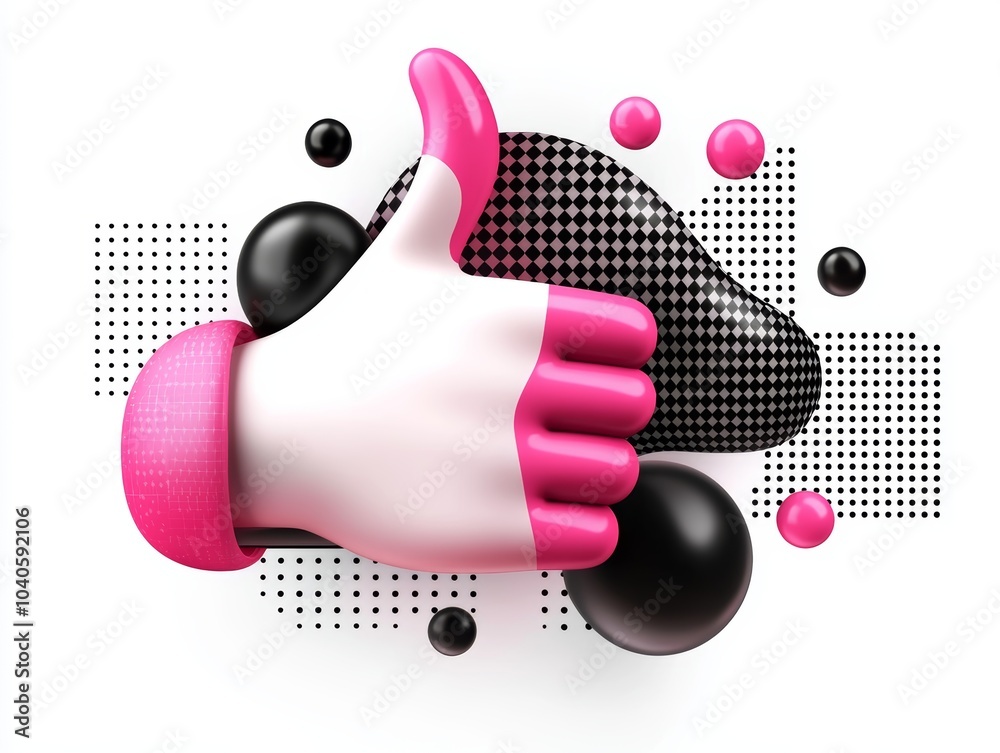 A clean, minimalist thumbs-up composition featuring pastel shapes and ...