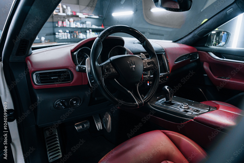 Photo of white suv Maserati Levante. The photo shows the car in the ...