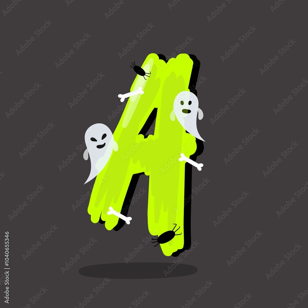 Cartoon Halloween font, evil type, funny scary typeface, spooky monster ...