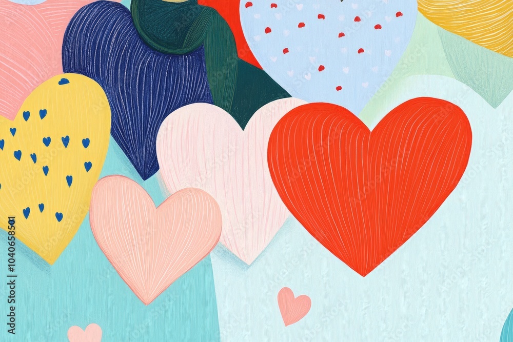 Valentine s Day coloring page featuring hearts in a decorative ...